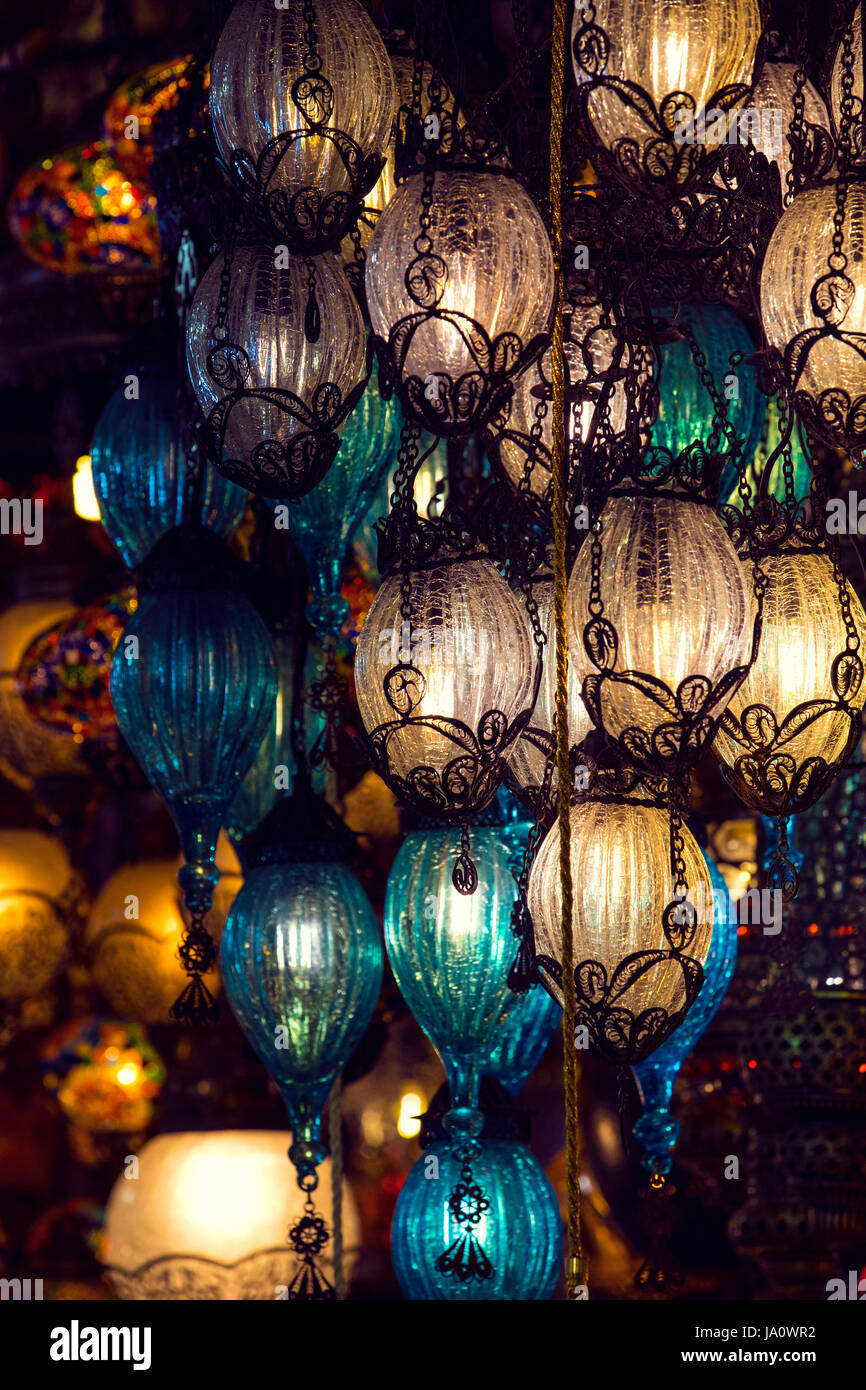 Traditional Turkish lanterns made of colored glass Stock Photo - Alamy
