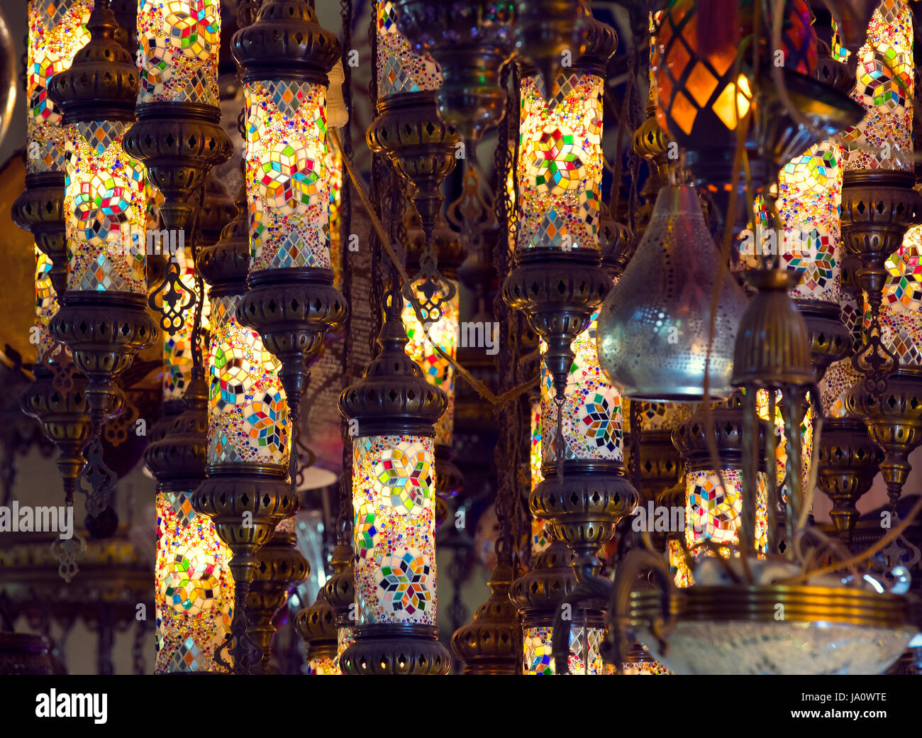 Traditional Turkish lanterns made of colored glass Stock Photo - Alamy