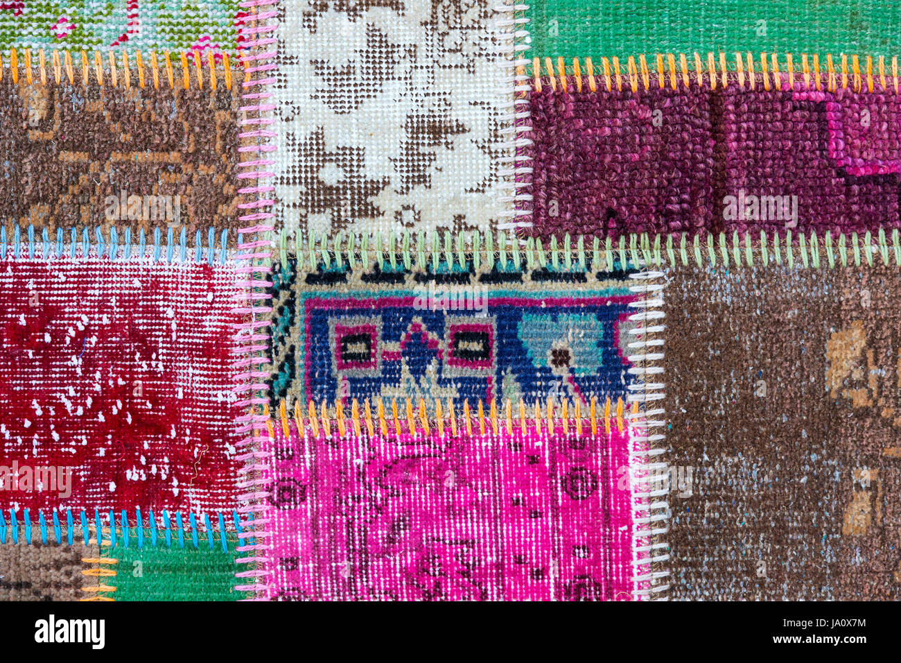 Texture of a piece of old carpet to sew thick threads Stock Photo - Alamy