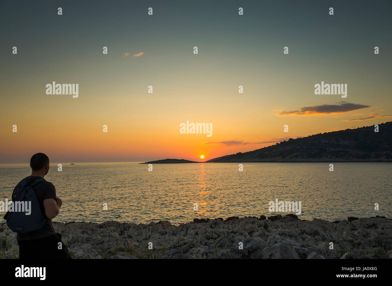 Sunset Razanj Croatia. Beautiful nature and landscape photo. Nice warm ...