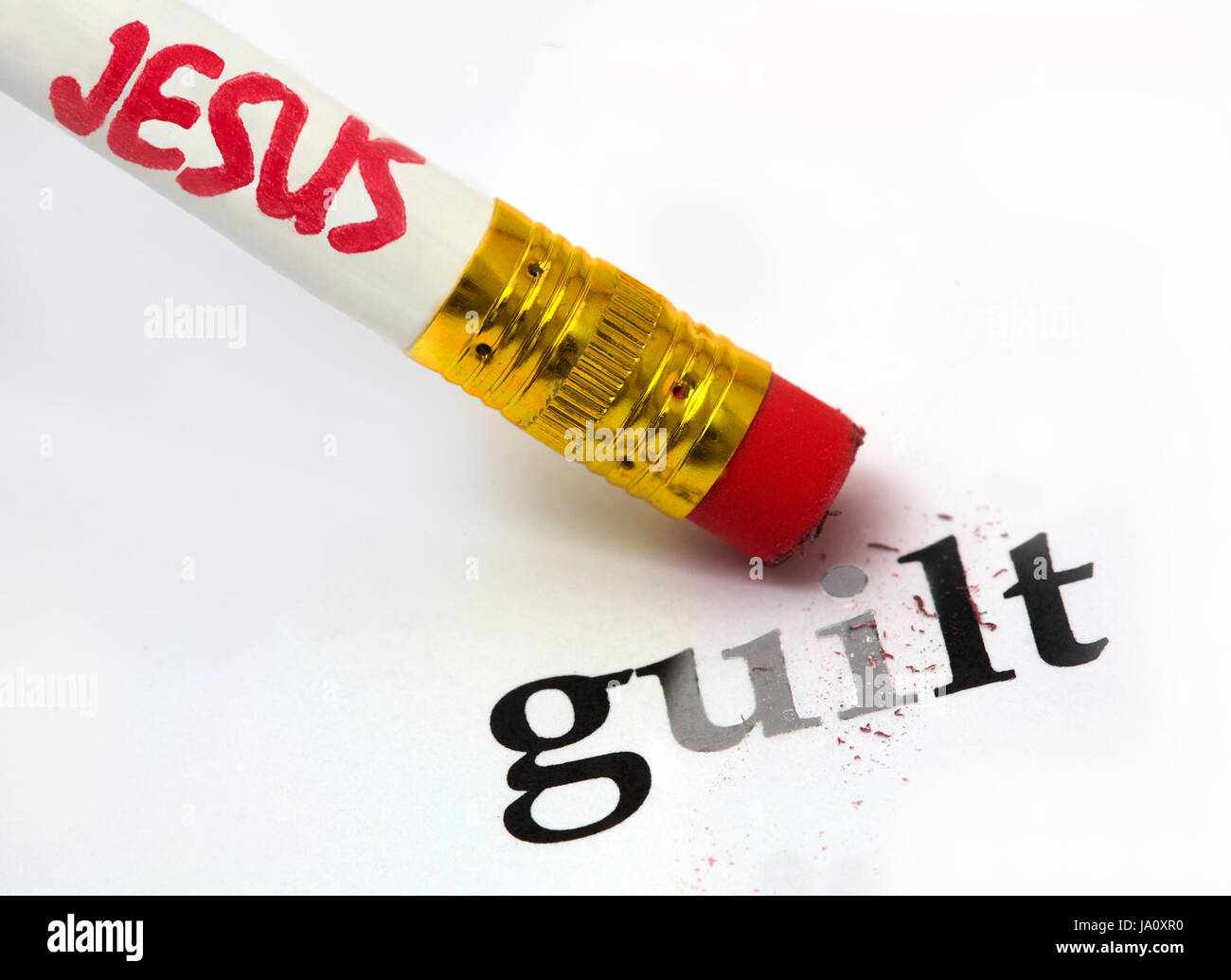 concept of Jesus erasing guilt, using an eraser as analogy Stock Photo ...