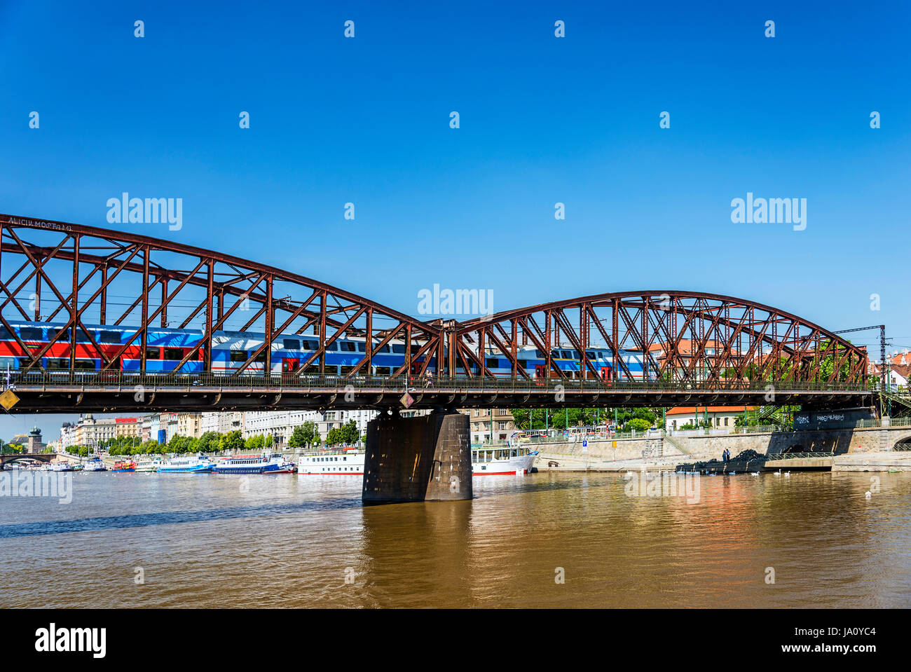railway bridge prague Stock Photo - Alamy