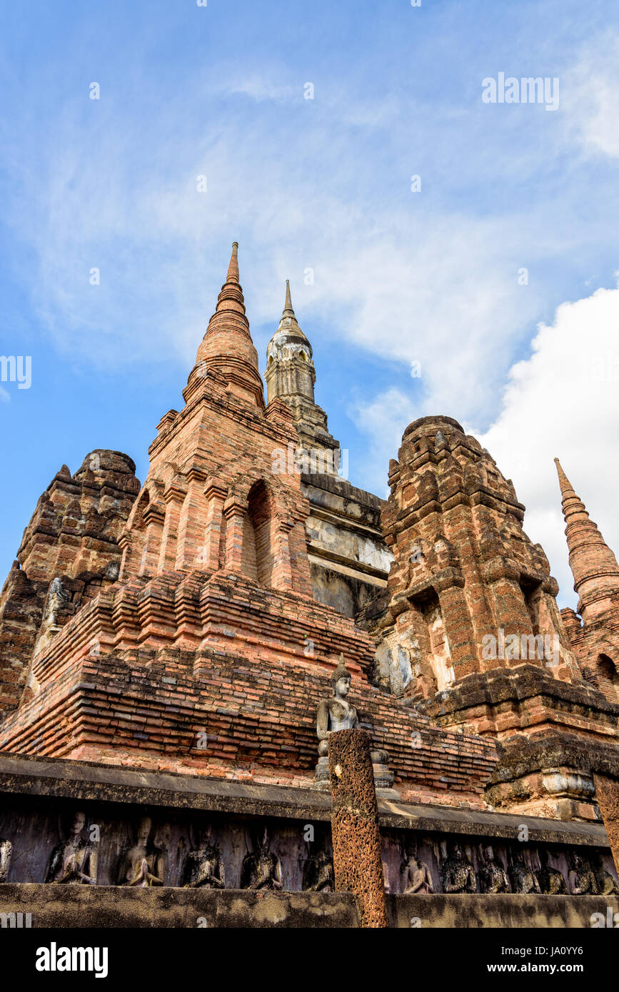 Ancient brick pagoda under the blue sky at Wat Maha That temple in ...