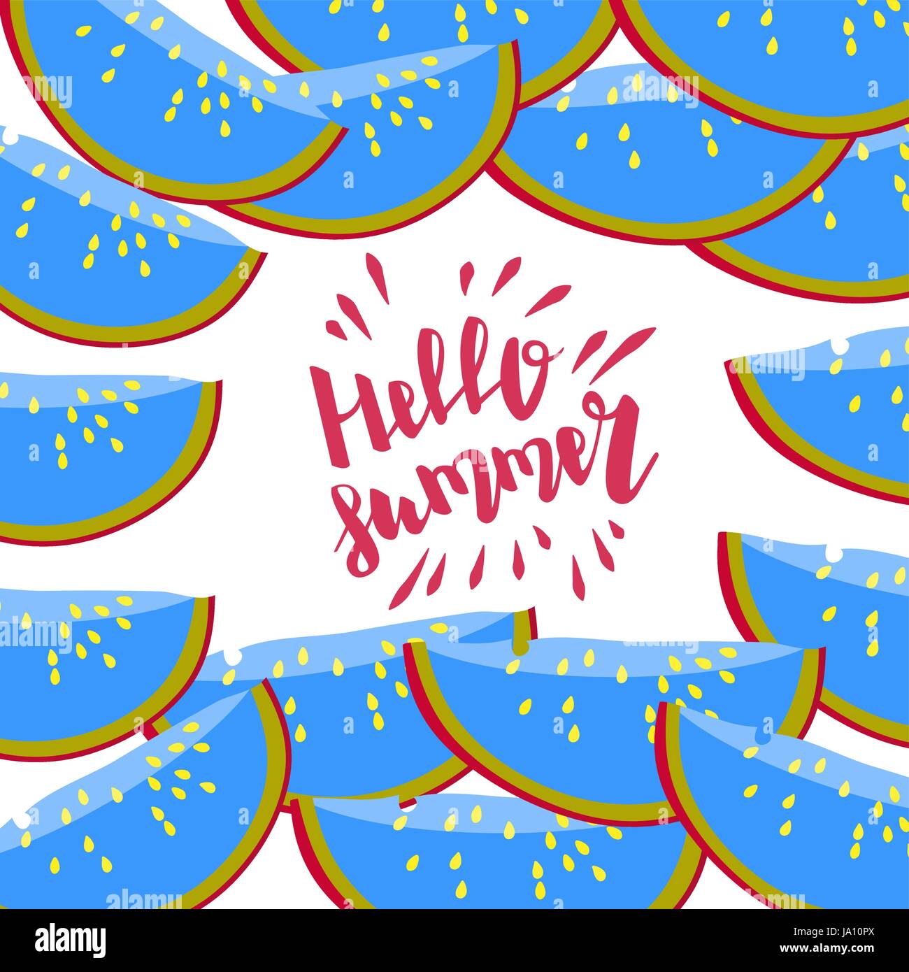 Hello summer time lettering comic text font in speech bubble. Tropical ...