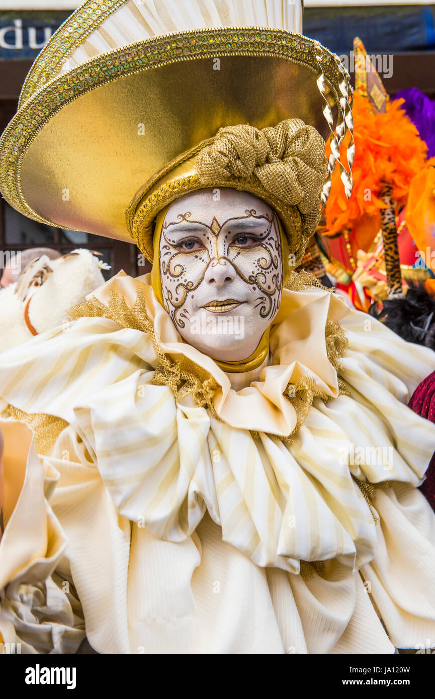 BINCHE , BELGIUM - FEB 26 : Participant in the Binche Carnival in ...