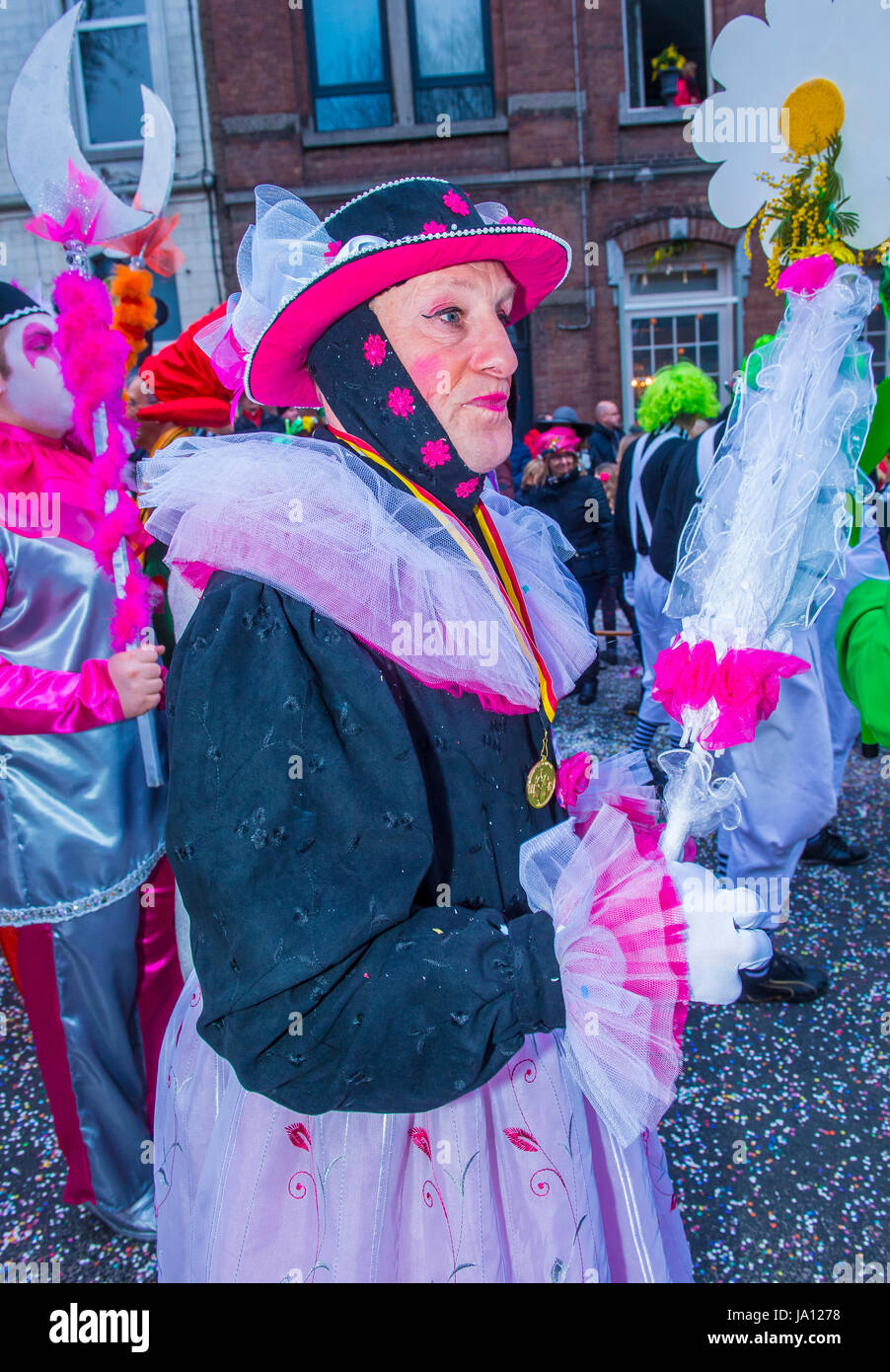 BINCHE , BELGIUM - FEB 26 : Participant in the Binche Carnival in ...