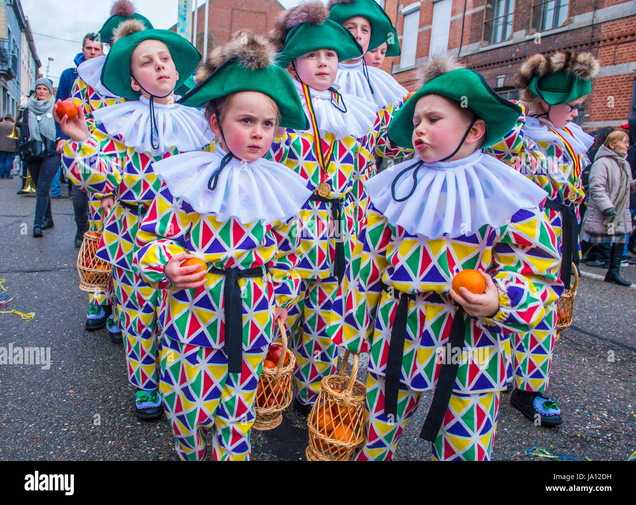 BINCHE , BELGIUM - FEB 28 : Participants in the Binche Carnival in ...