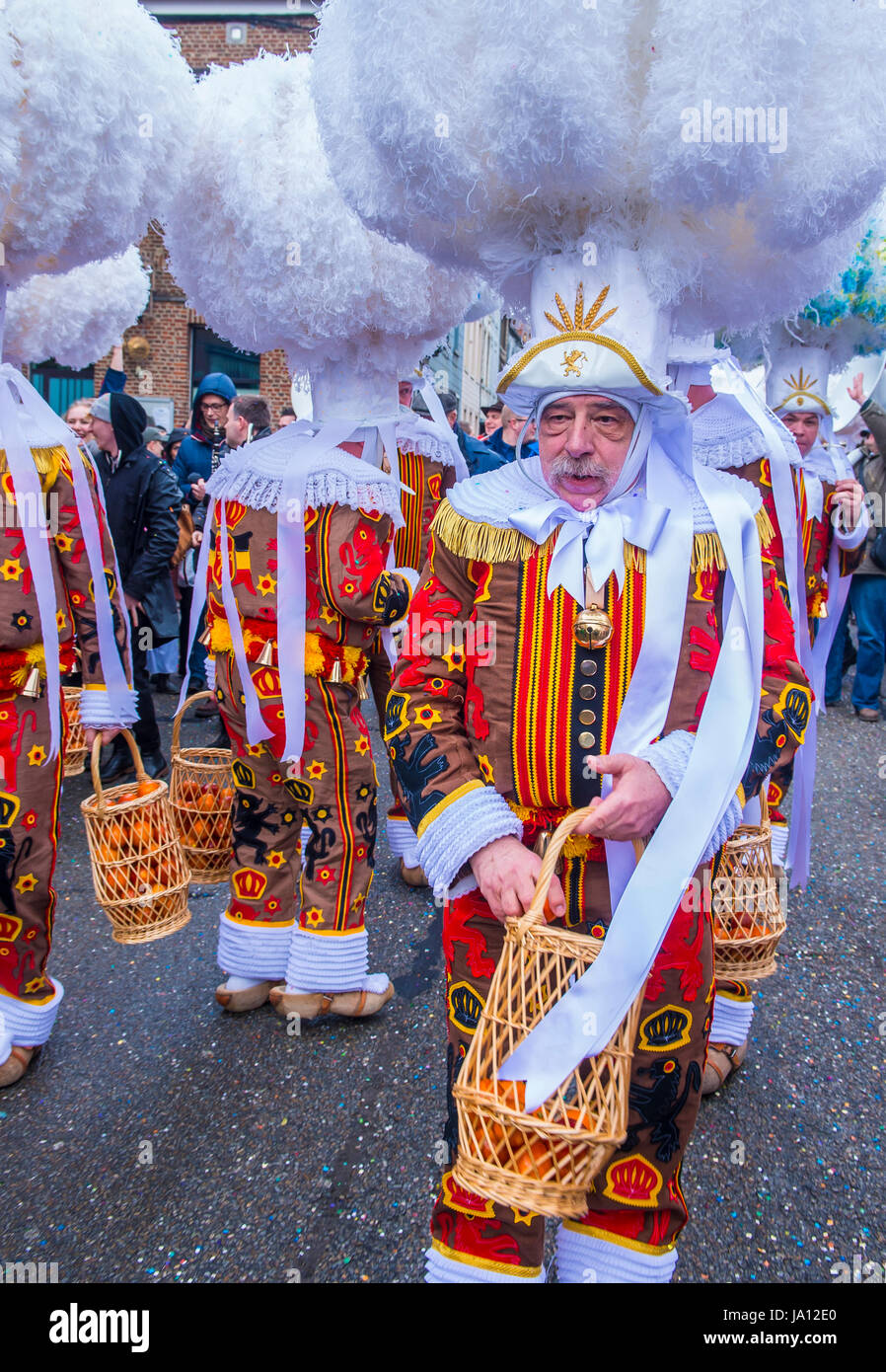 BINCHE , BELGIUM - FEB 28 : Participants in the Binche Carnival in ...