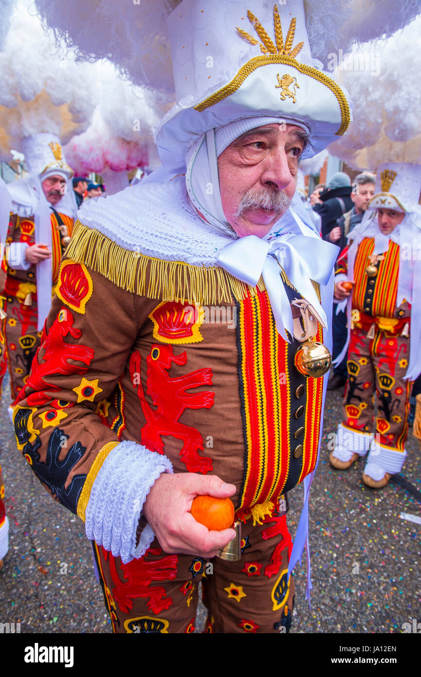BINCHE , BELGIUM - FEB 26 : Participant in the Binche Carnival in ...
