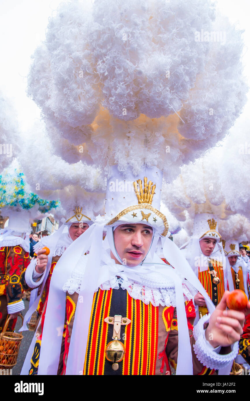 BINCHE , BELGIUM - FEB 26 : Participant in the Binche Carnival in ...