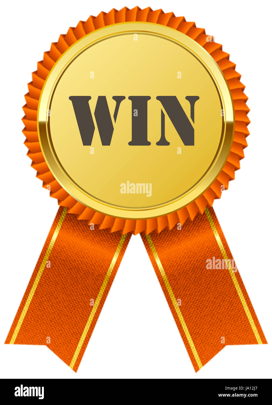 illustration of a ribbon with win printed on it on white background ...