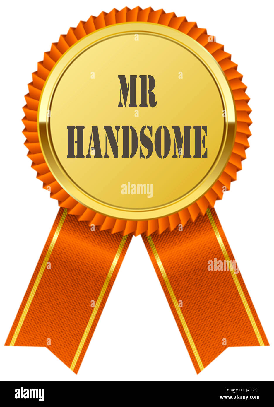 illustration of a ribbon with mr handsome printed on it on white ...