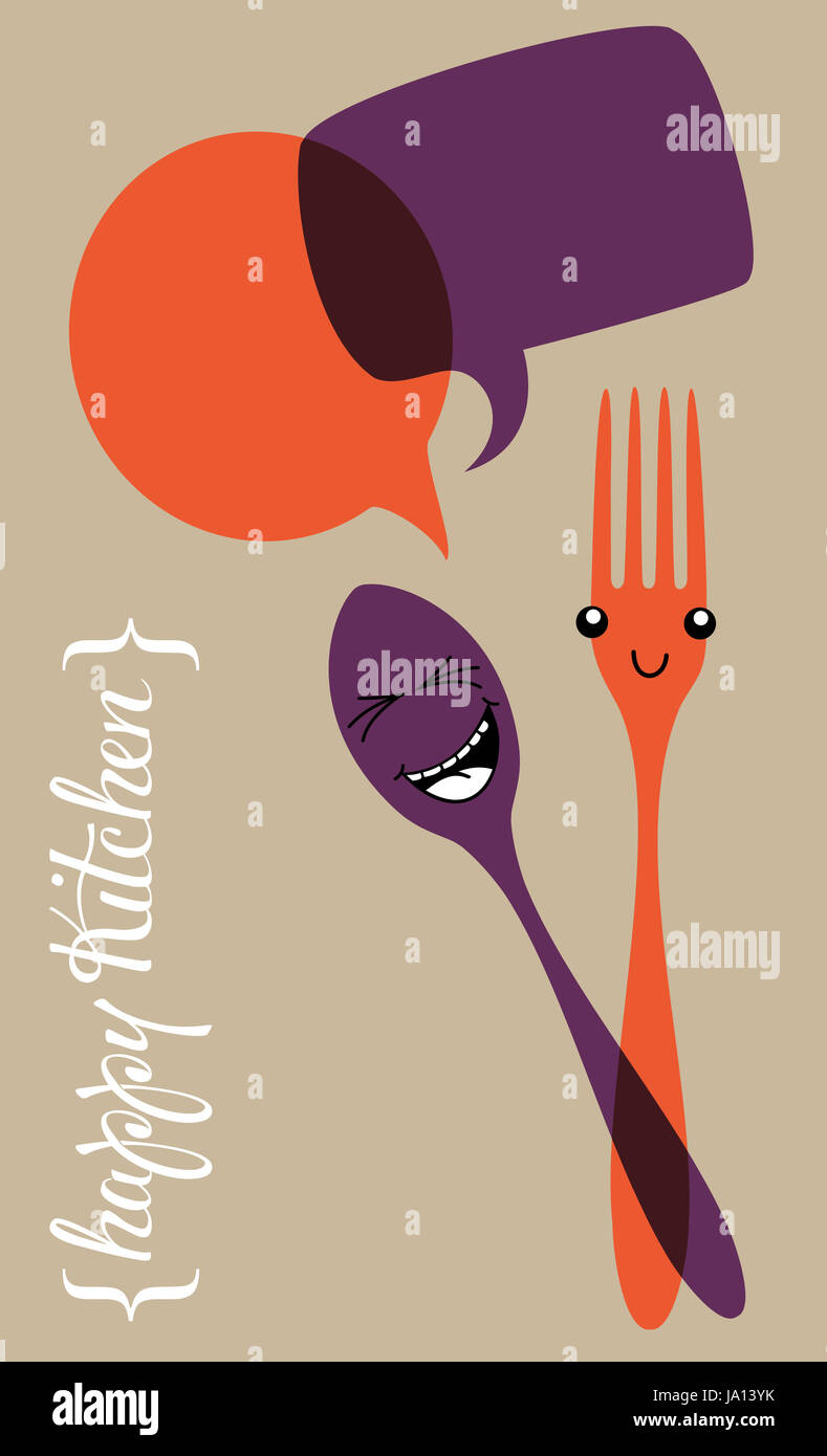 Colorful social media silverware cartoon set . Vector file layered for ...