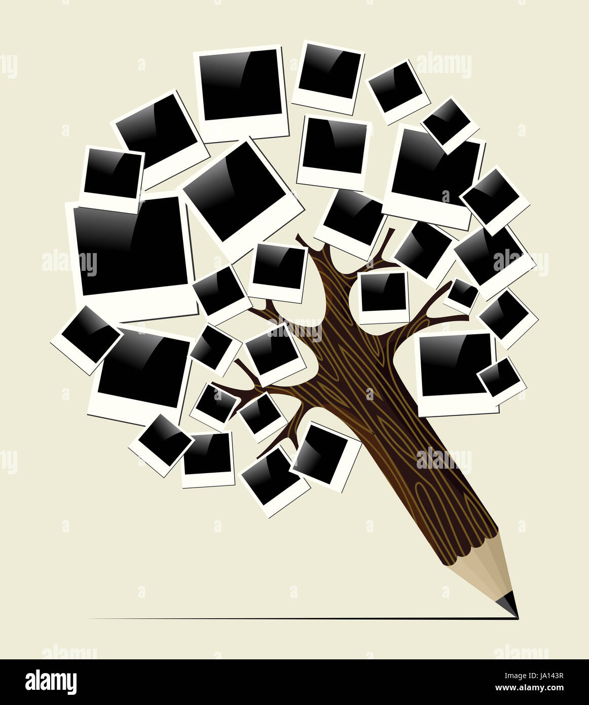 Vintage instant photo frame concept pencil family tree. Vector ...