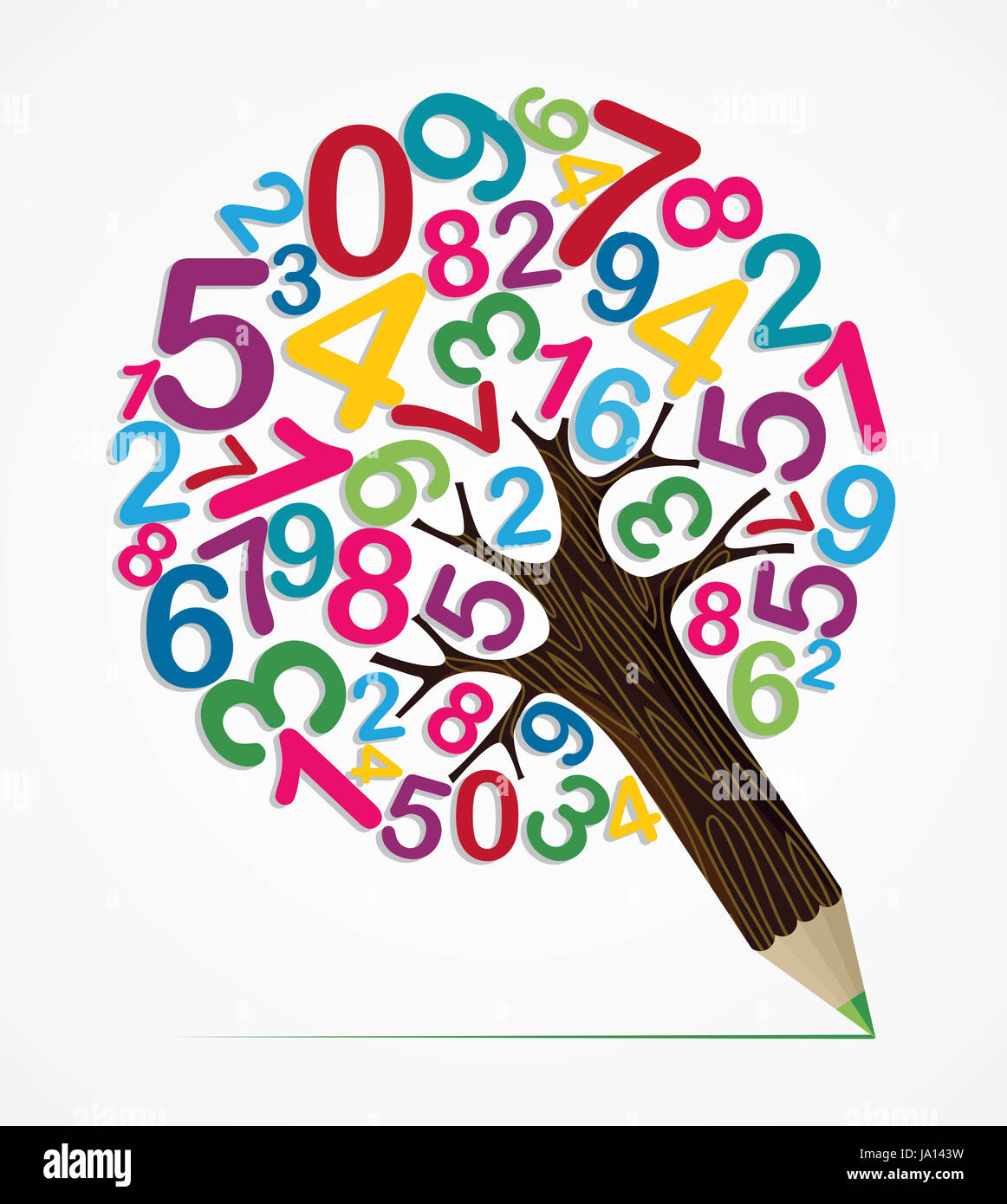 Collection of numbers concept pencil tree design. Vector illustration ...
