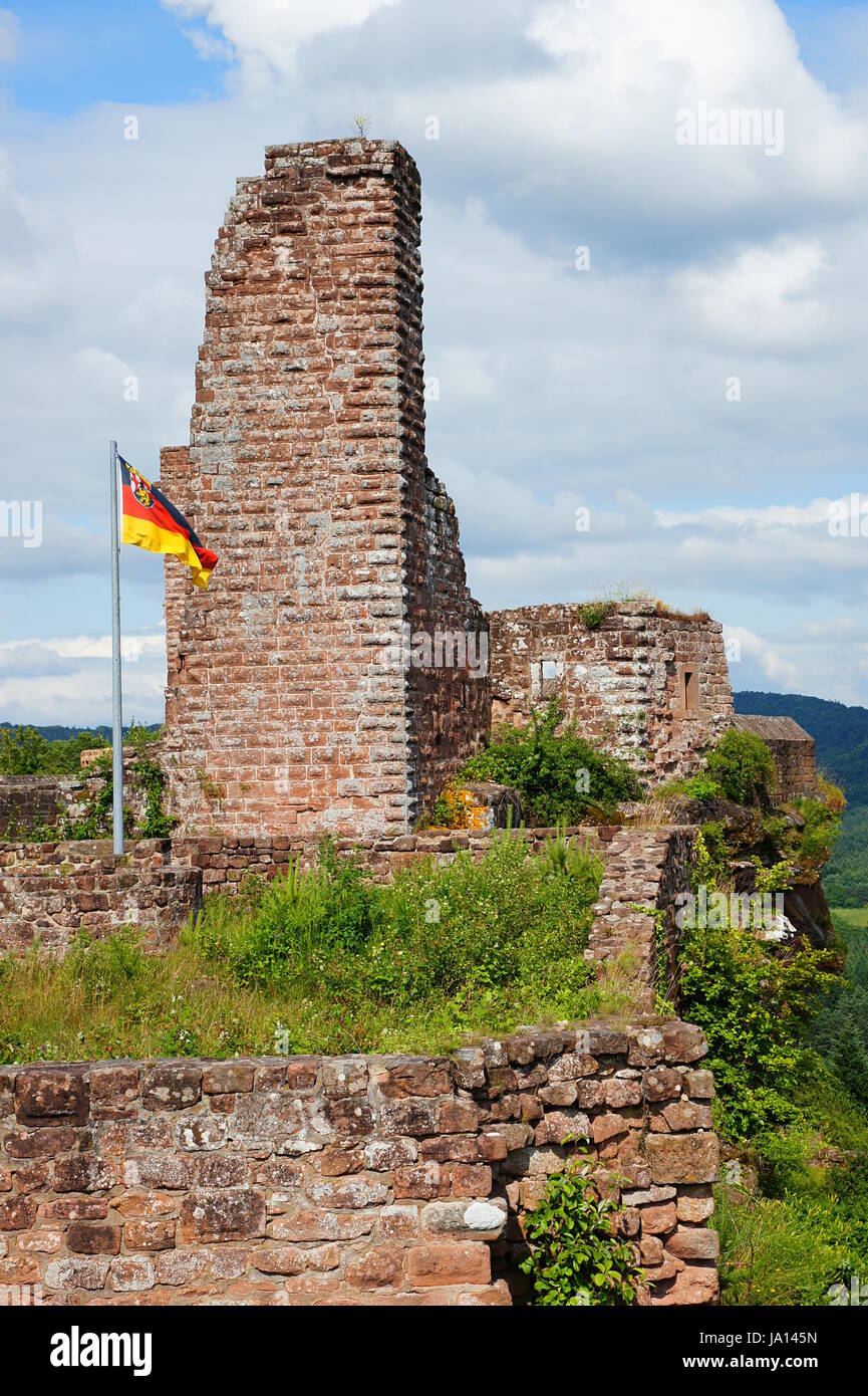 ruin, fortress, germany, german federal republic, chateau, castle, blue ...