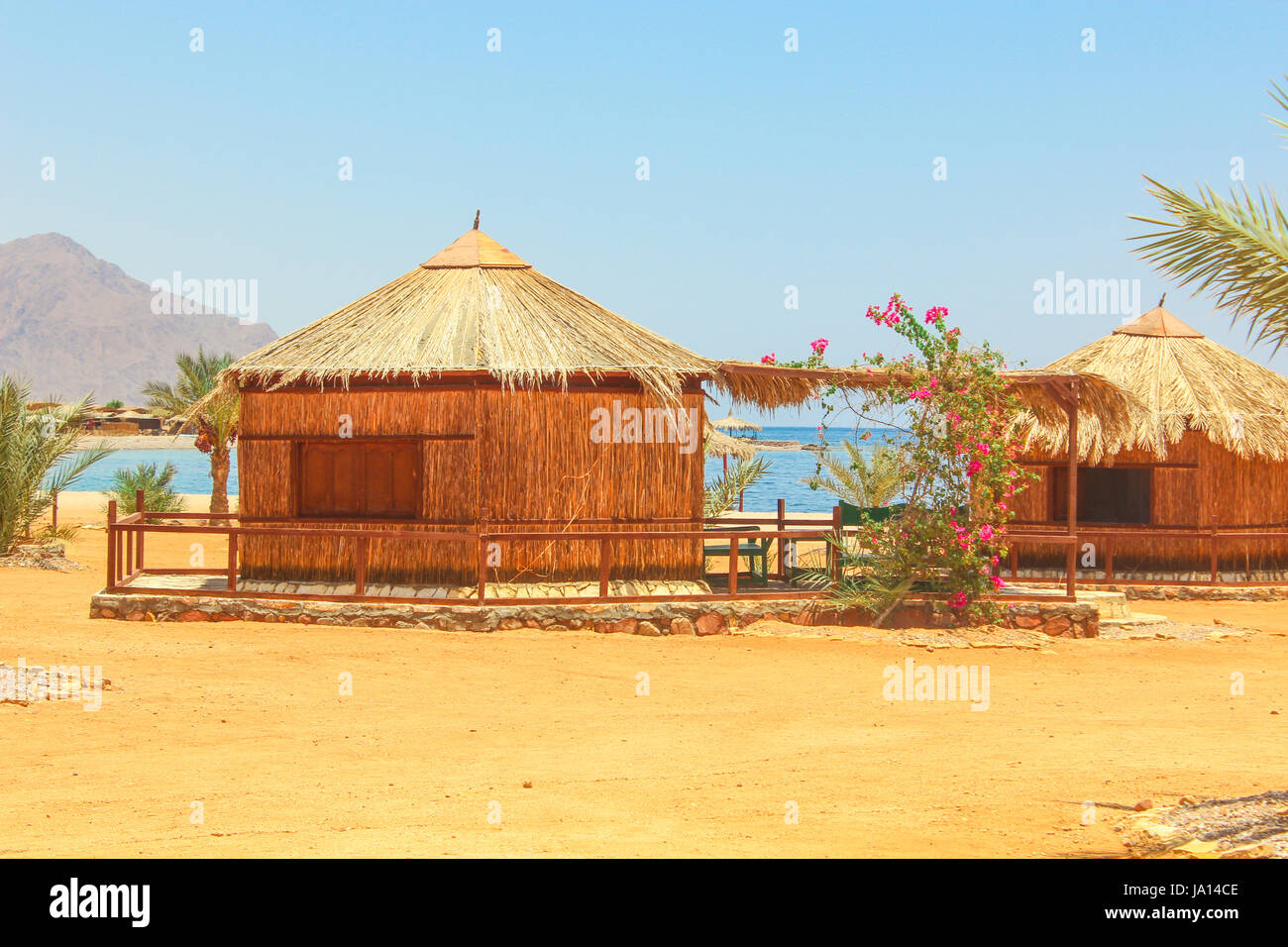 Cottage in a Camp in Sinai, Taba desert with the Background of the Sea ...