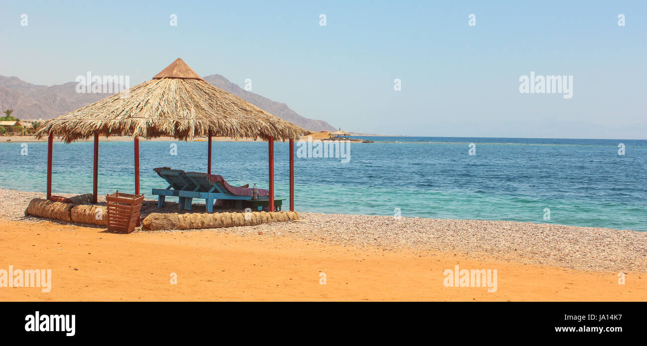 Cottage in a Camp in Sinai, Taba desert with the Background of the Sea ...