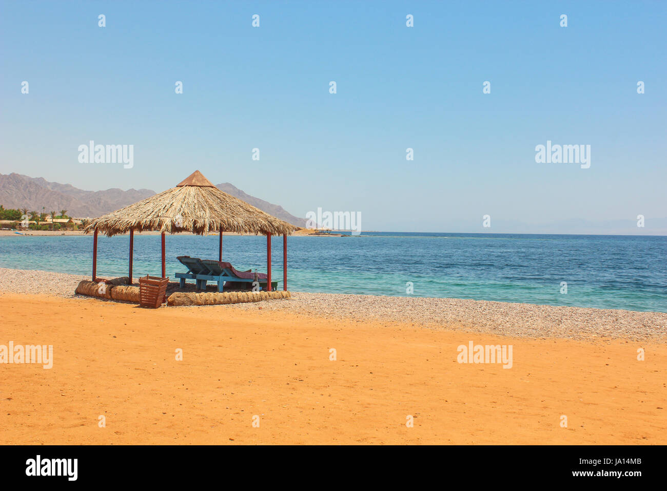 Cottage in a Camp in Sinai, Taba desert with the Background of the Sea ...