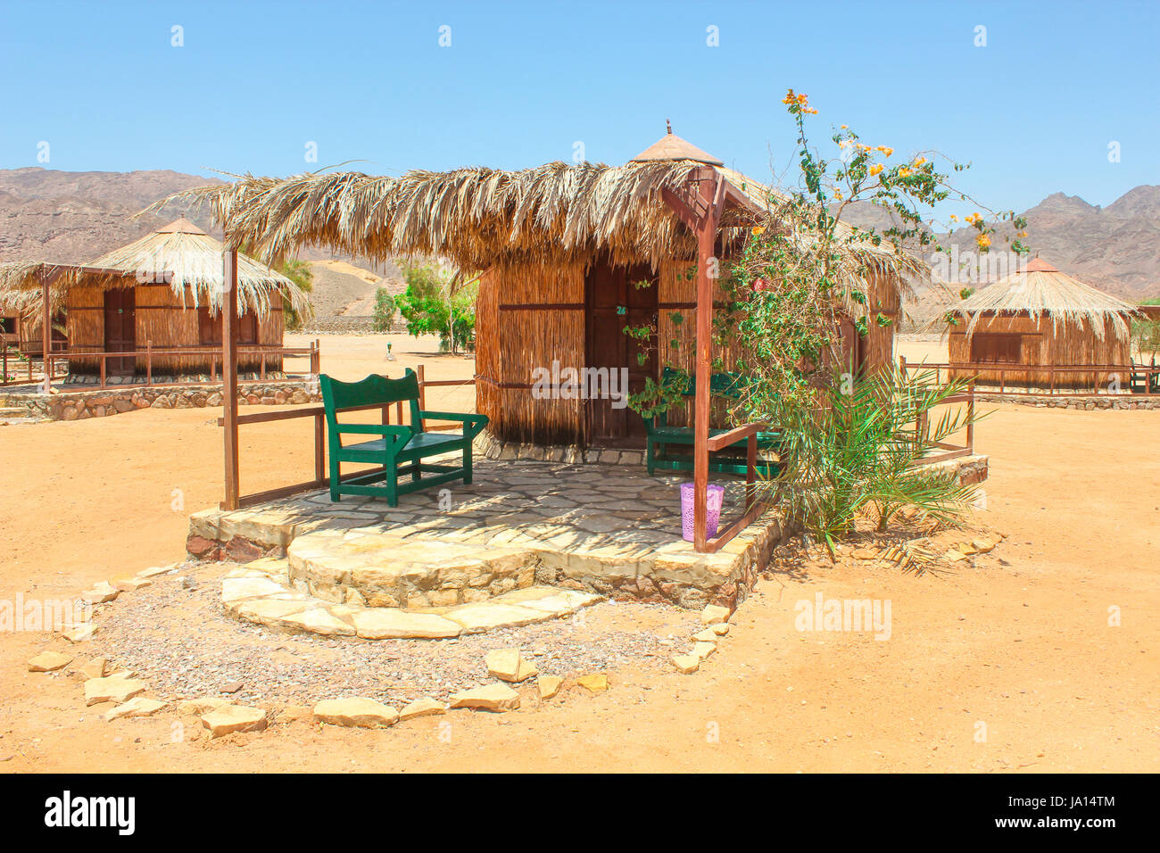 Cottage in a Camp in Sinai, Taba desert with the Background of the Sea ...