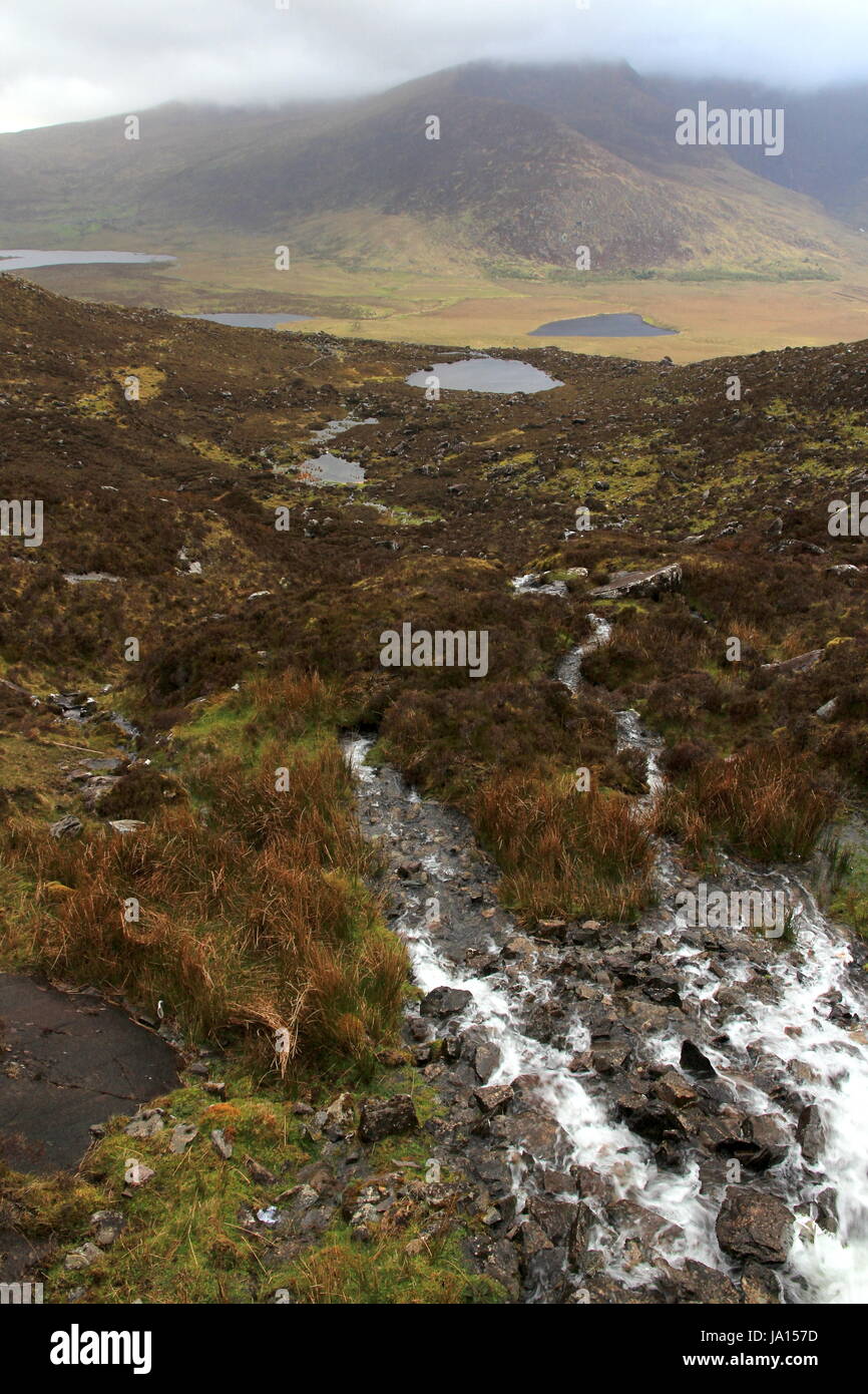 ireland, stone, cloud, fog, haze, stream, rock, cloudy, ice age, runnel ...