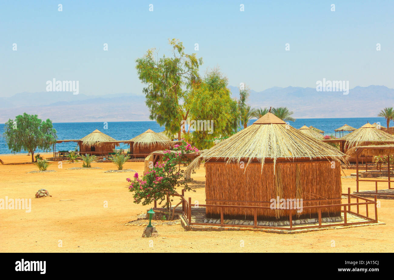 Cottage in a Camp in Sinai, Taba desert with the Background of the Sea ...