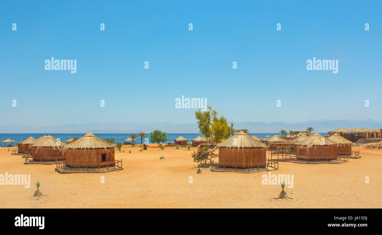 Cottage in a Camp in Sinai, Taba desert with the Background of the Sea ...