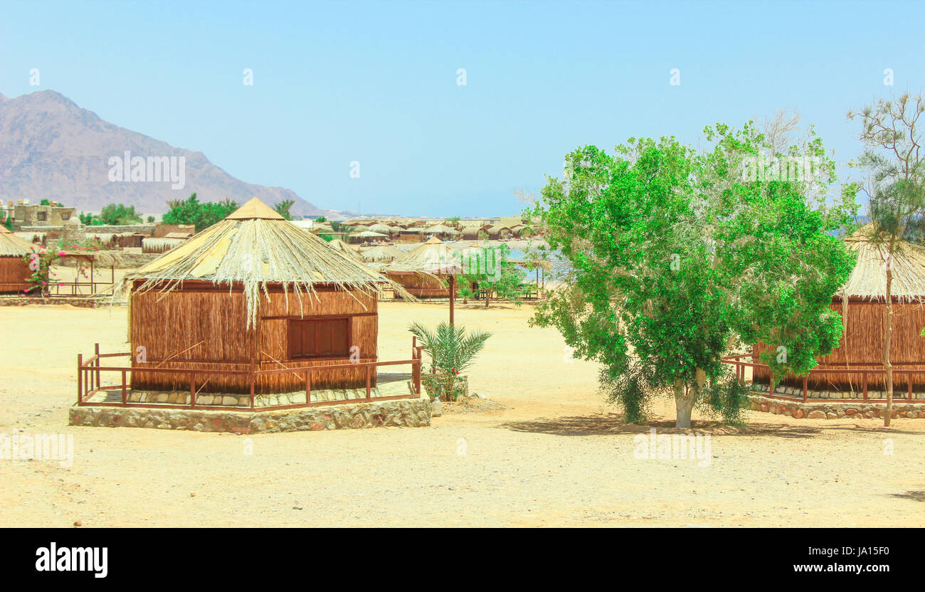 Cottage in a Camp in Sinai, Taba desert with the Background of the Sea ...