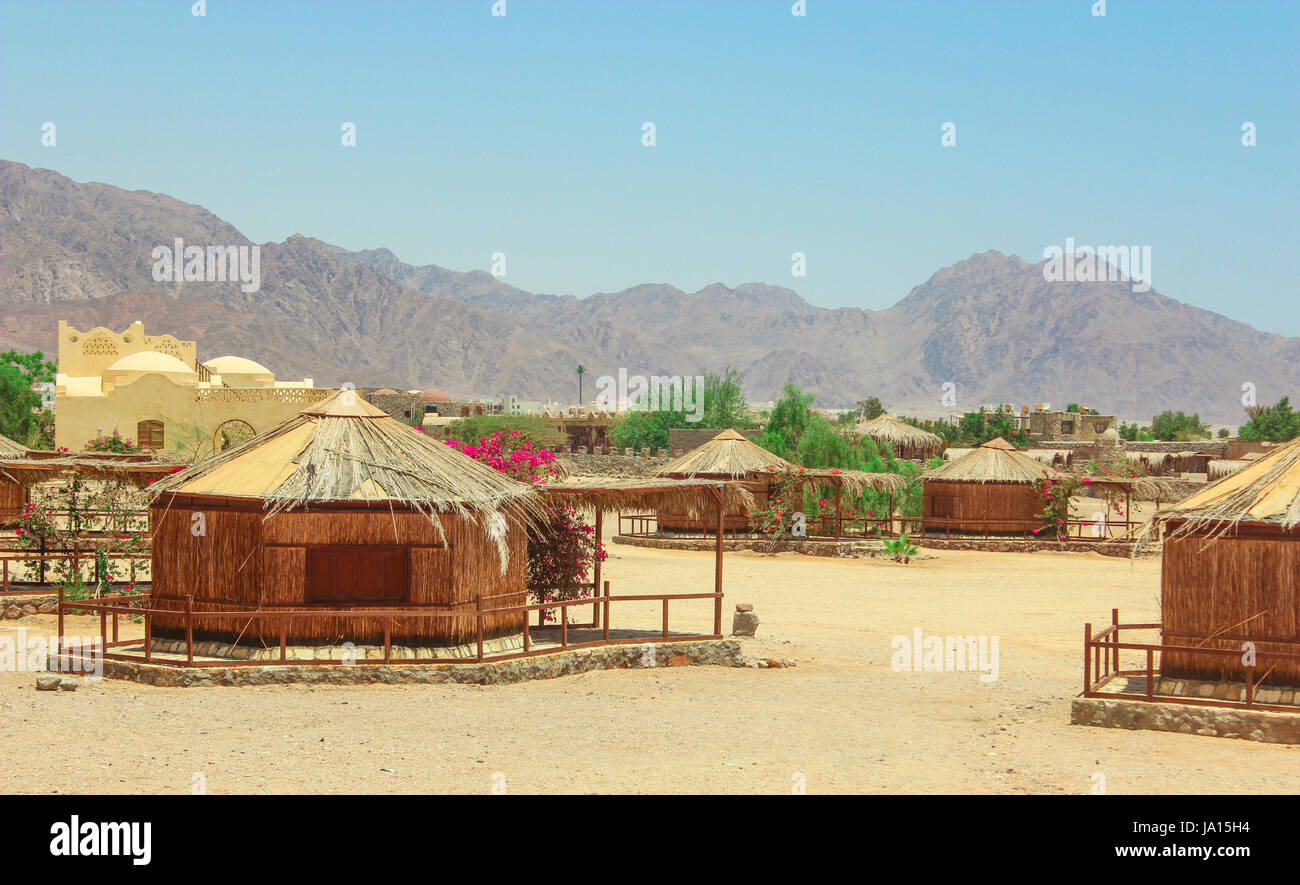 Cottage in a Camp in Sinai, Taba desert with the Background of the Sea ...