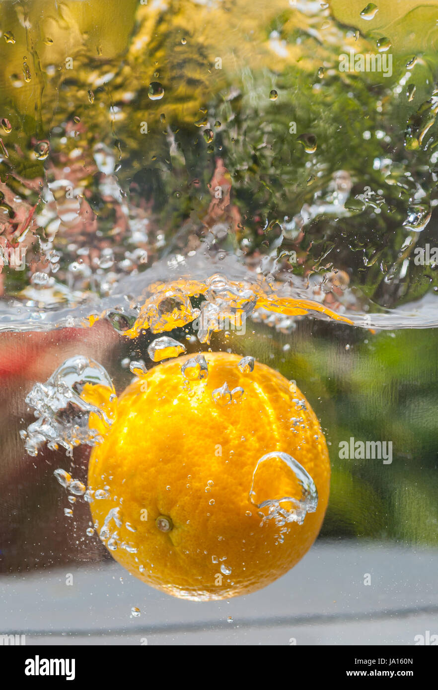 fruit, outdoor, abstract, orange, splash, water, close, motion ...