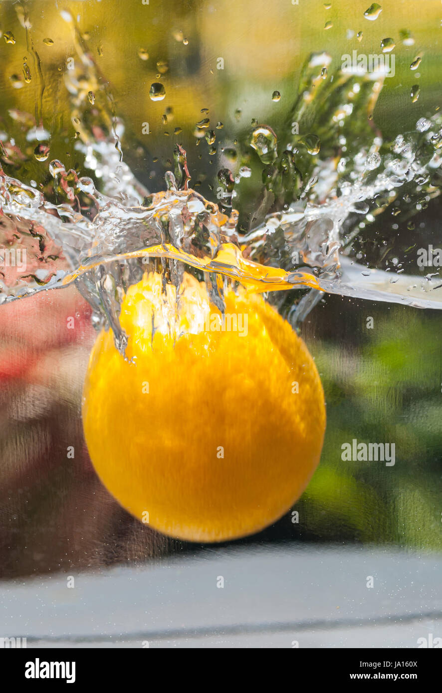 fruit, outdoor, abstract, orange, splash, water, close, motion ...