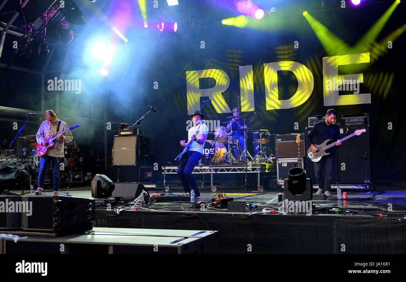 British band Ride with lead singer Andy Bell performing live on the ...