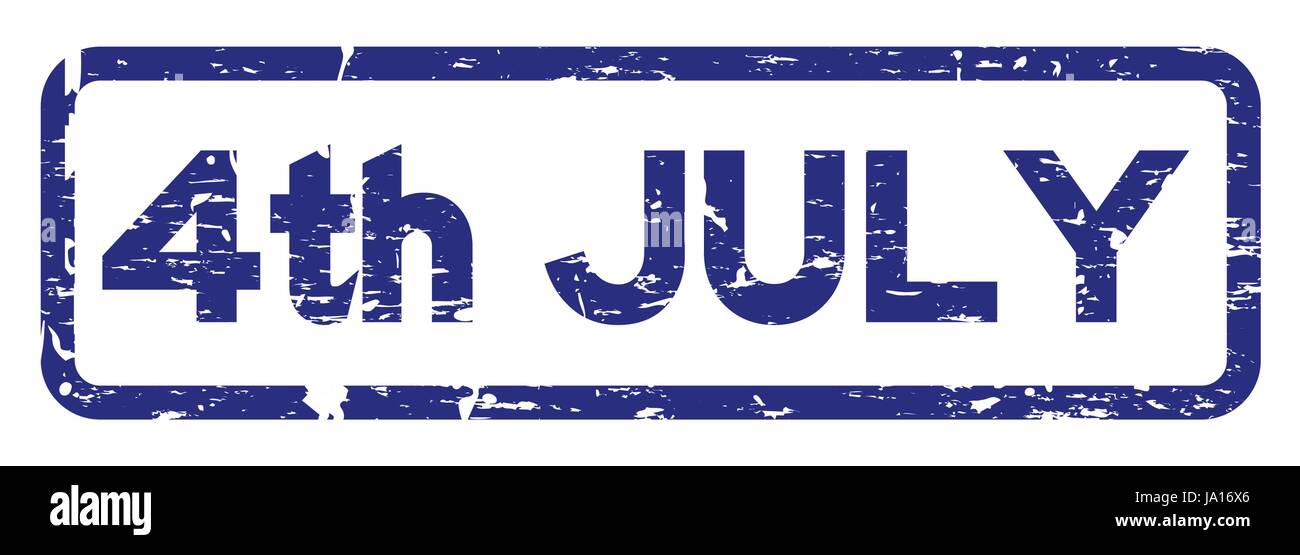 Grunge blue 4th July square rubber seal stamp on white background Stock ...