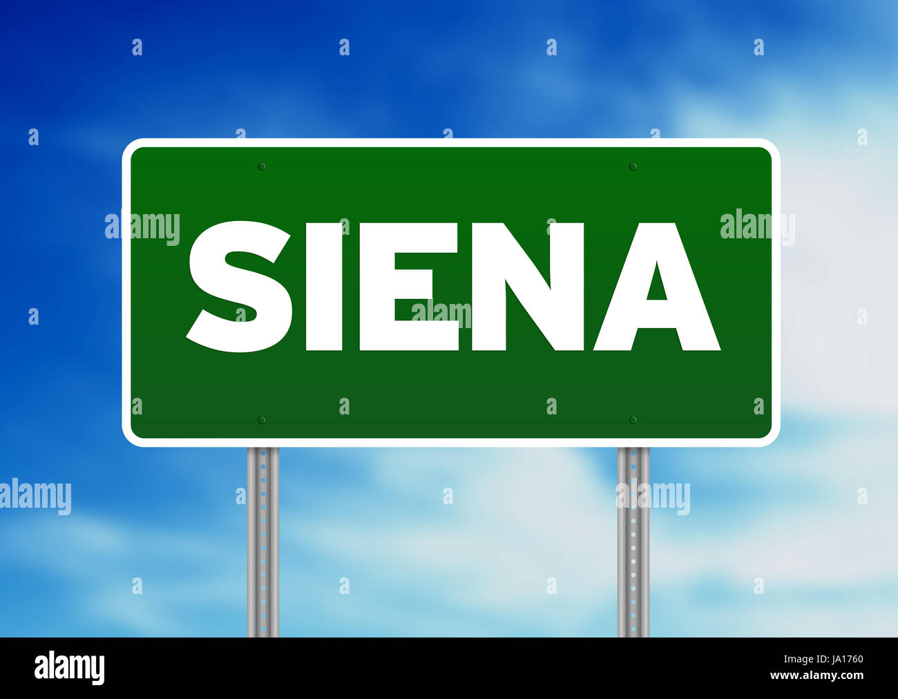 Green Siena, Italy highway sign on Cloud Background Stock Photo - Alamy