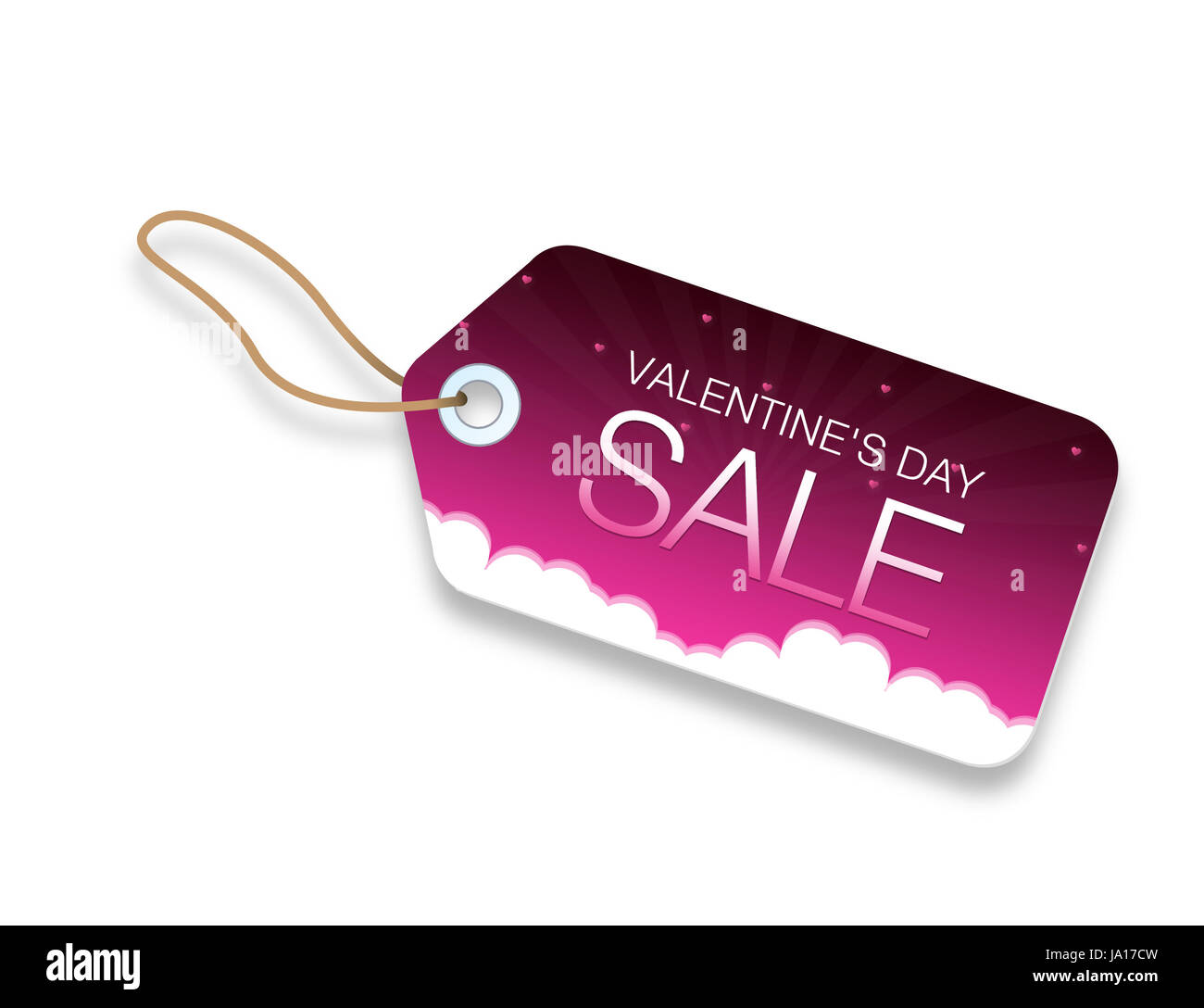 Valentines Day Sale Price Tag with hearts and clouds on pink background ...