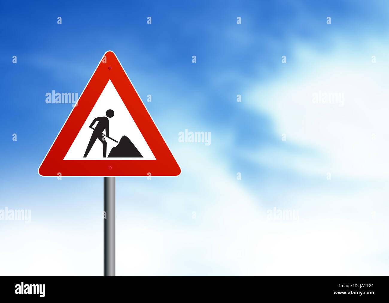 Road Construction Ahead Sign on Cloud Background Stock Photo - Alamy
