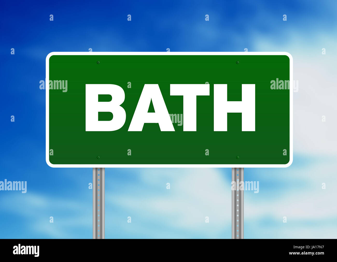 Green Bath, England highway sign on Cloud Background Stock Photo - Alamy