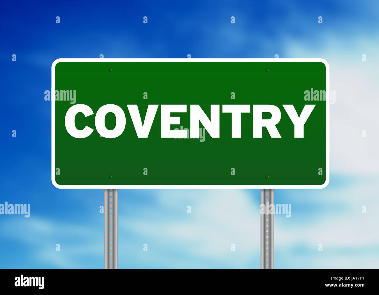 Green Coventry, England highway sign on Cloud Background Stock Photo ...