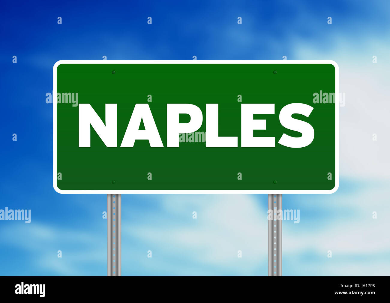 Green Naples, Italy, road sign on Cloud Background Stock Photo - Alamy
