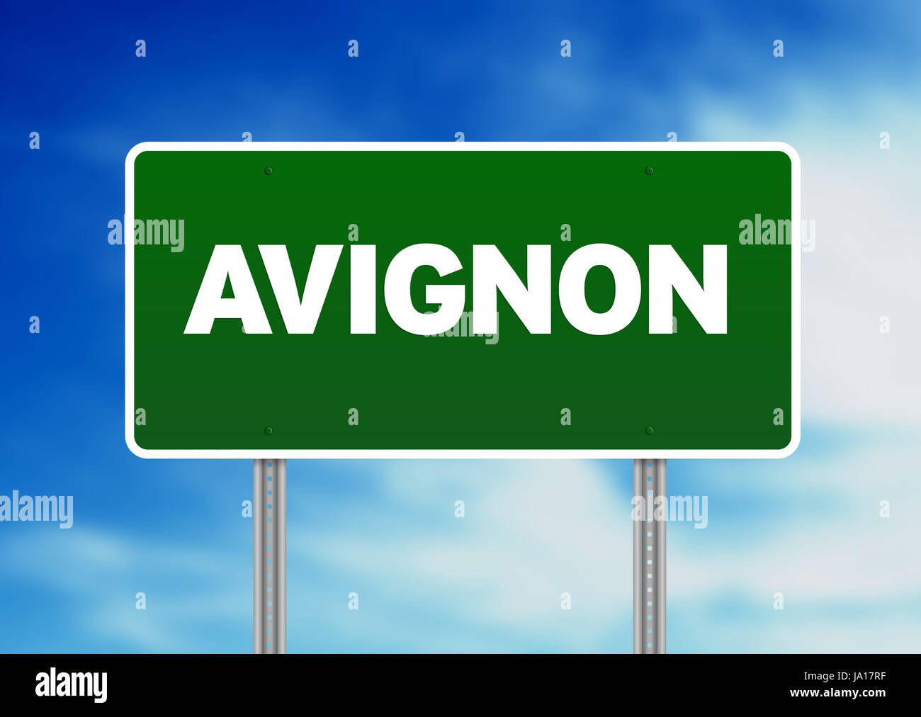 Green Avignon, France highway sign on Cloud Background Stock Photo - Alamy