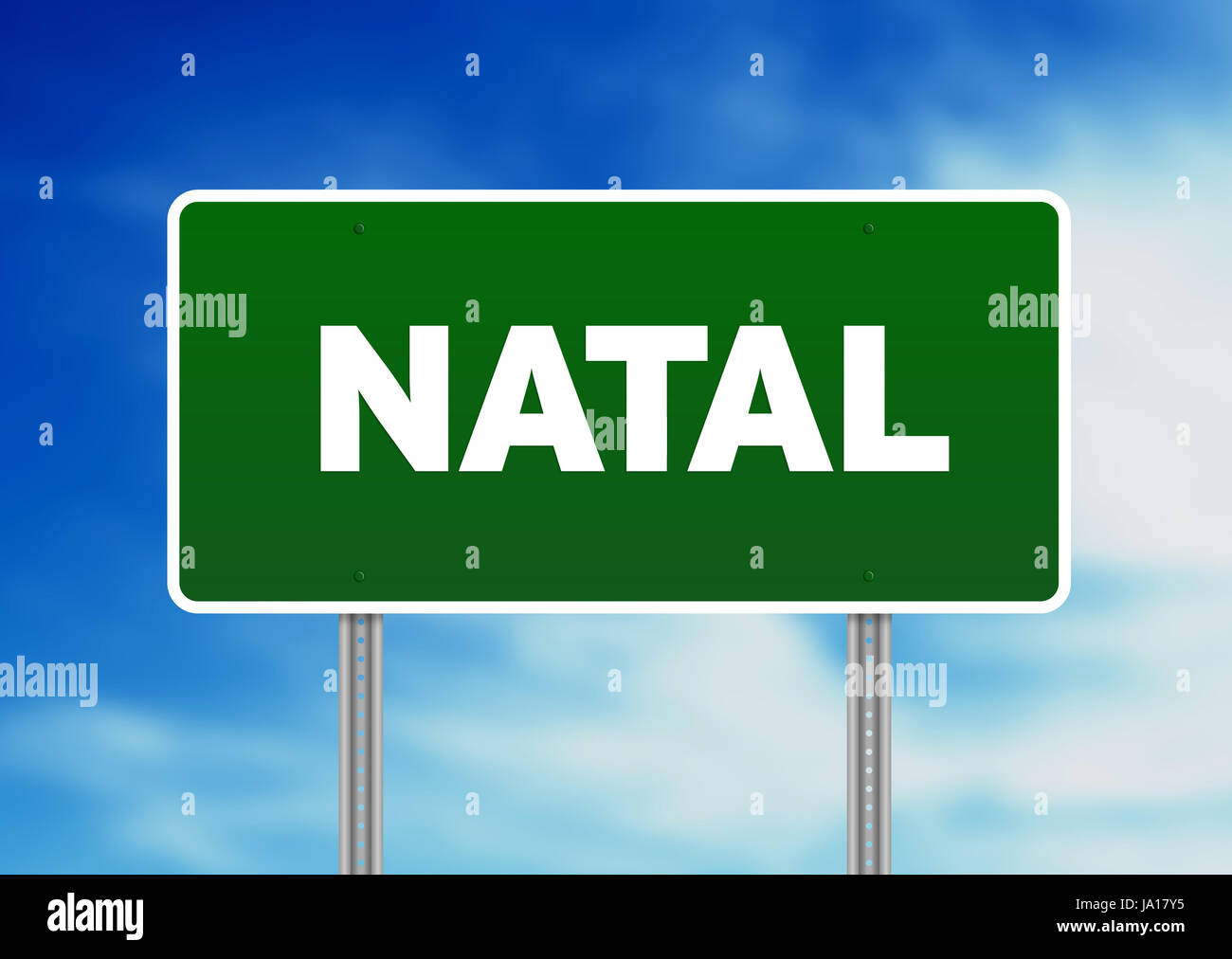 Green Natal road sign on Cloud Background Stock Photo - Alamy