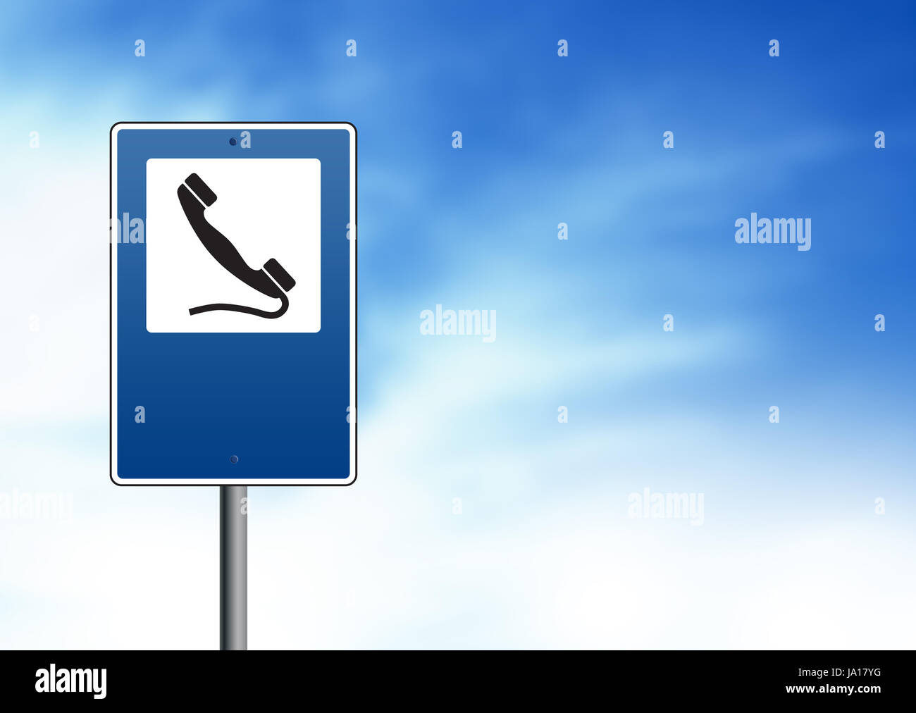 Blue Emergency Phone road sign on Cloud Background Stock Photo - Alamy