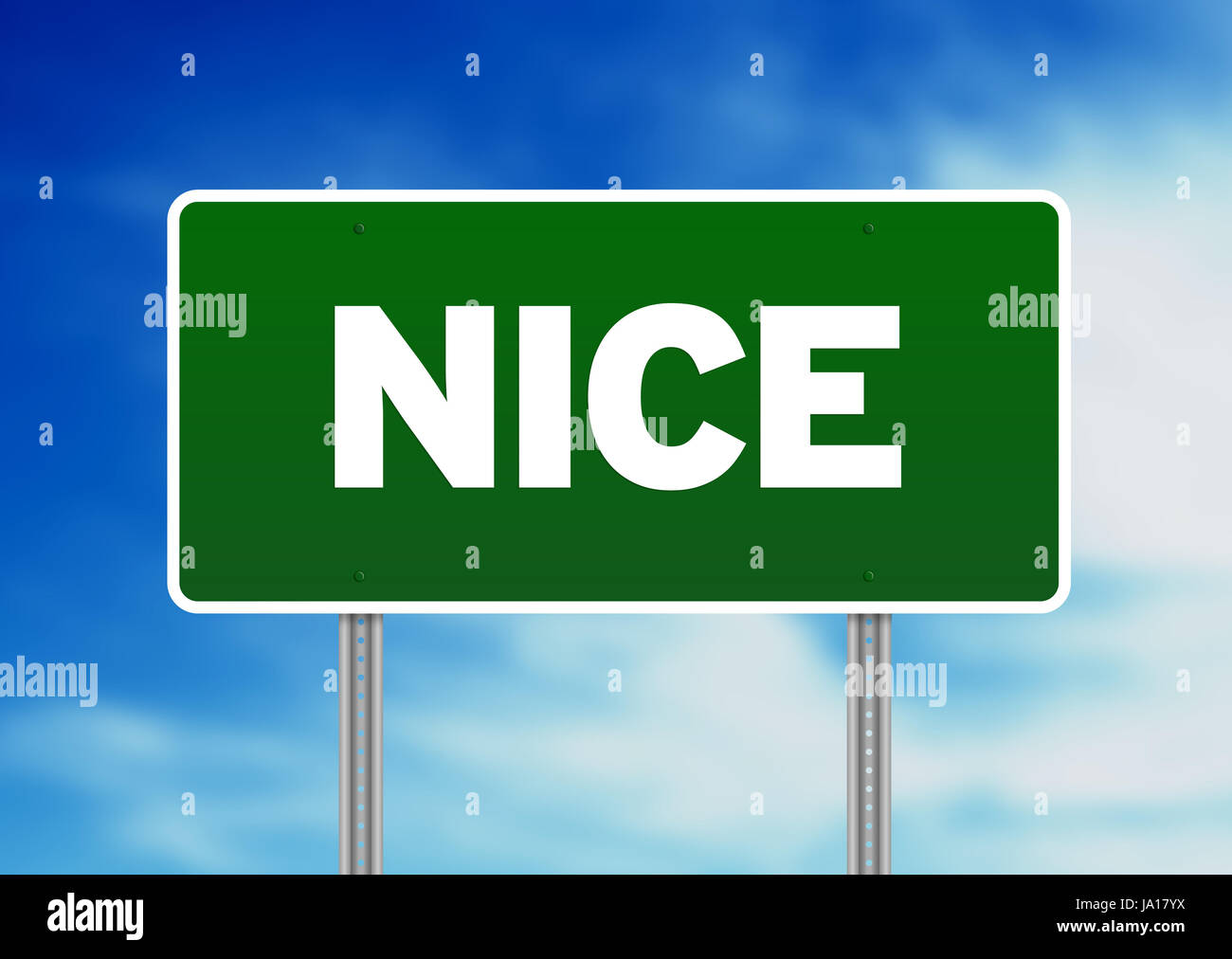 Green Nice, France highway sign on Cloud Background Stock Photo - Alamy