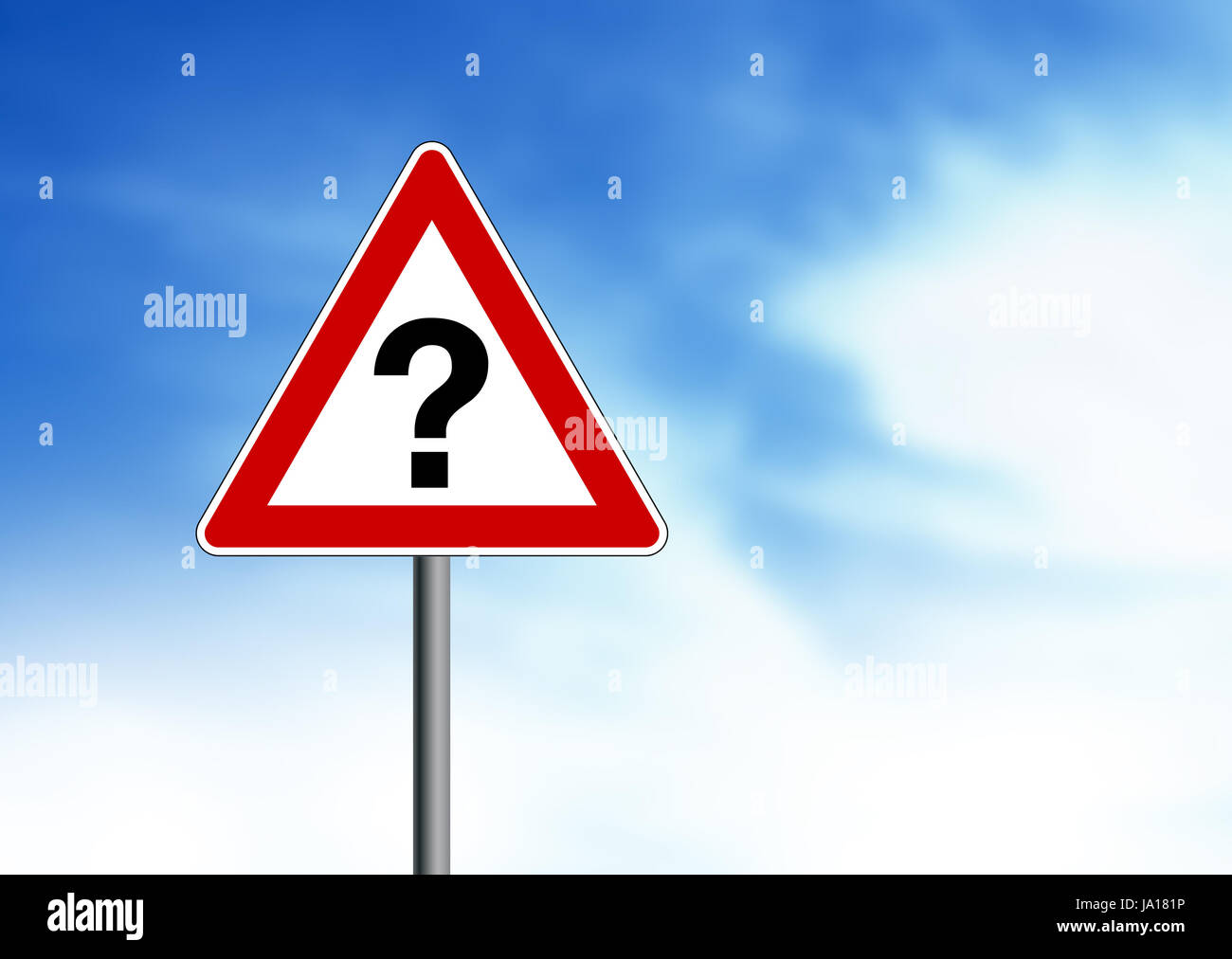 Question Mark road sign on cloud background Stock Photo - Alamy