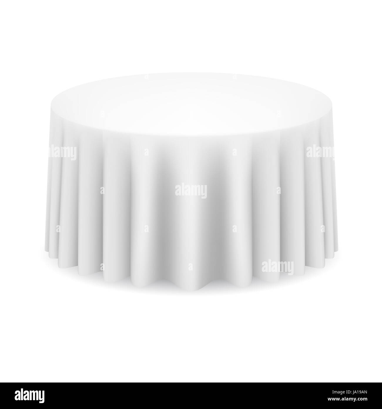 White round table with tablecloth. Illustration on white Stock Photo ...