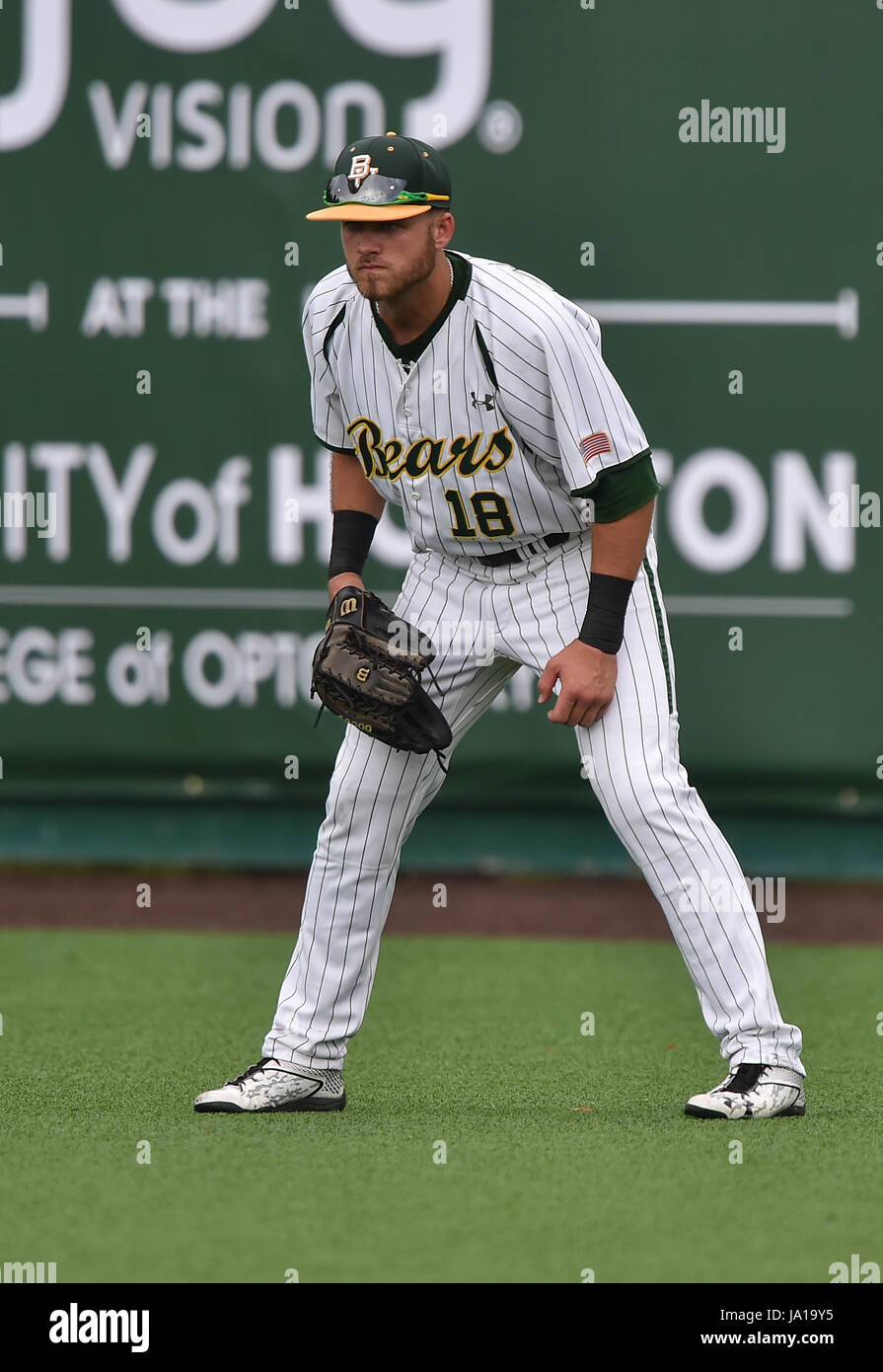 Houston, Texas, USA. 02nd June, 2017. Baylor outfielder Kameron Esthay ...
