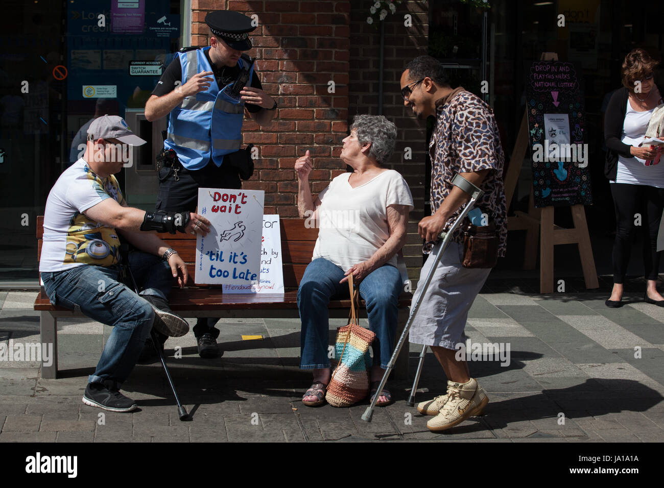 Maidenhead, UK. 3rd June, 2017. Activists from DPAC (Disabled People ...
