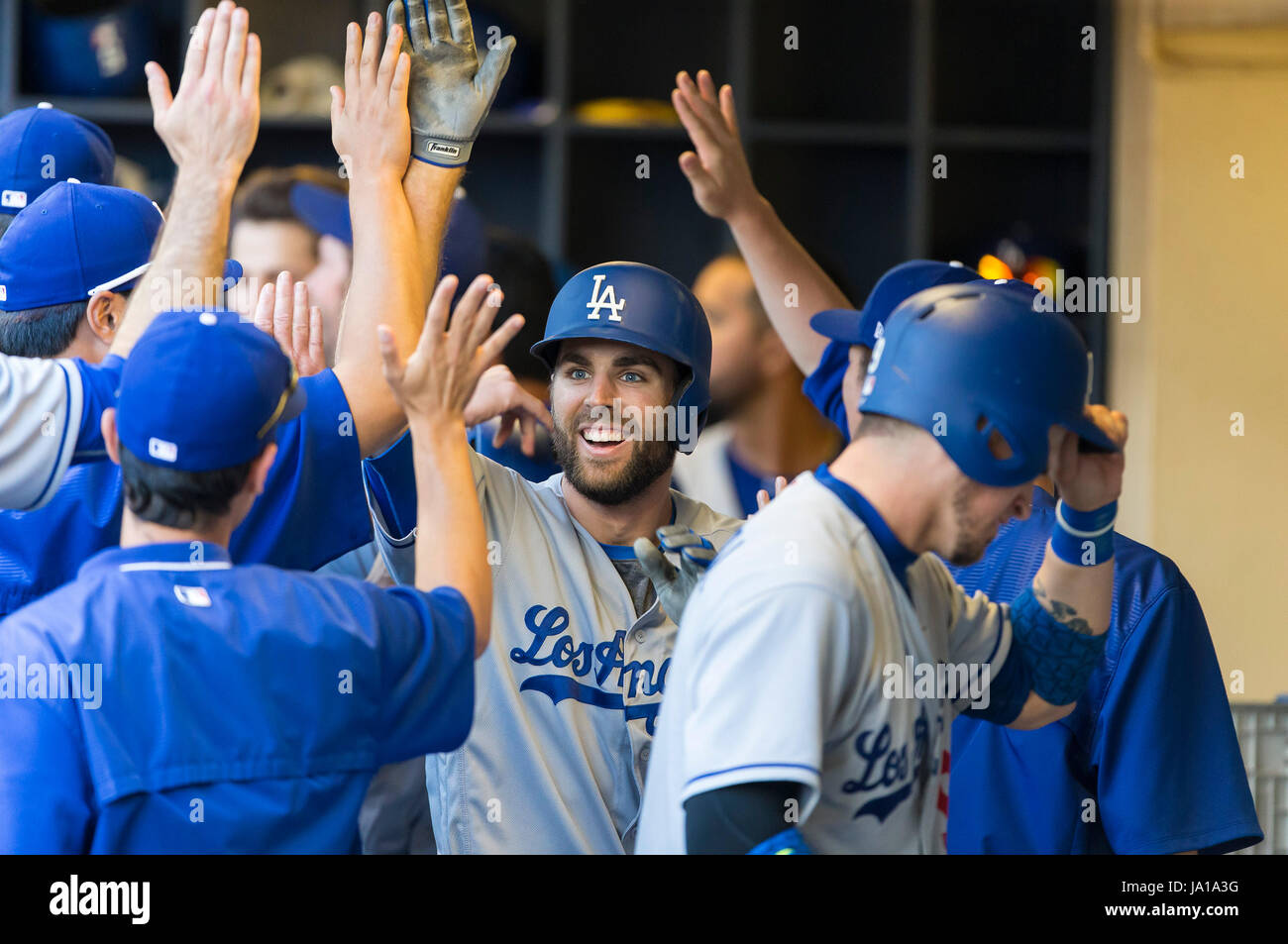Milwaukee, WI, USA. 3rd June, 2017. Los Angeles Dodgers second baseman ...