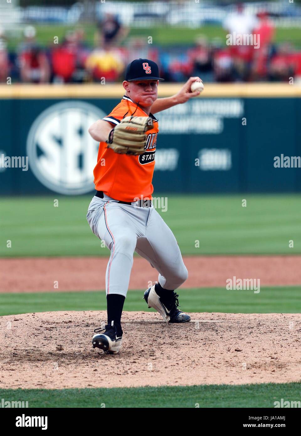 Home. 3rd June, 2017. OSU pitcher Brady Basso #27 delivers a pitch to ...