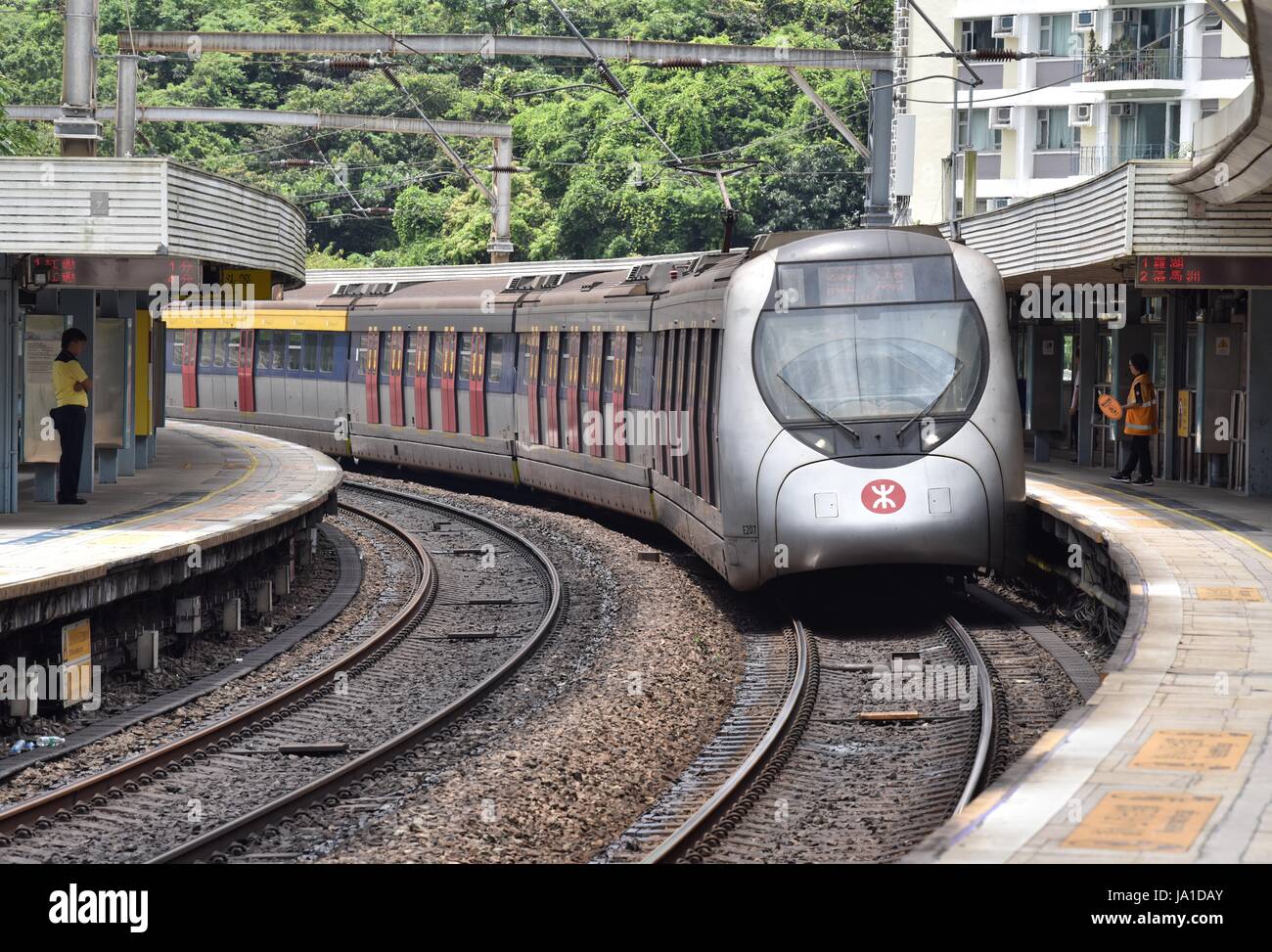 Hong Kong, China. 12th May, 2017. A metro train of the East Rail Line ...